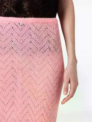 MSGM Chevron-knit Midi Skirt