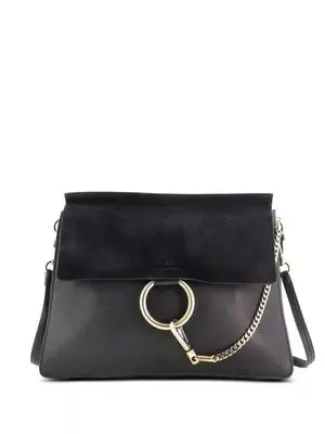 Chloé Faye Leather And Suede Medium Shoulder Bag - Black