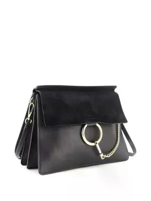 Chloé Faye Leather And Suede Medium Shoulder Bag - Black