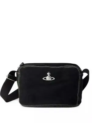 VIVIENNE WESTWOOD Orb-plaque Top-stitch Crossbody Bag - Black
