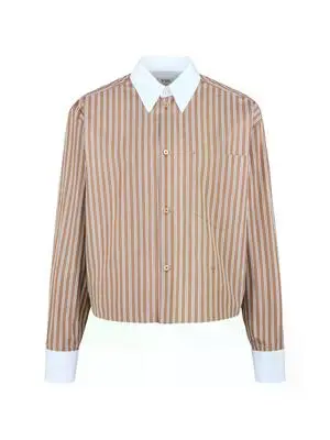 TOD'S Striped Cropped Shirt - Brown