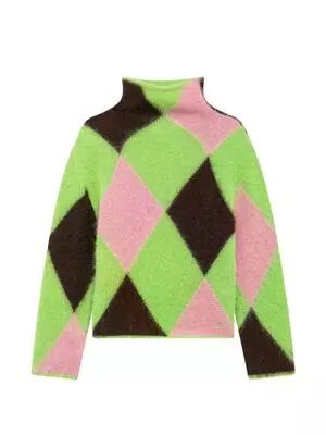 MSGM Argyle-pattern High-neck Sweater