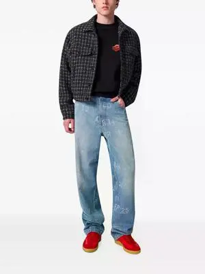 MSGM Graphic-print Raglan-sleeve Sweater - Black