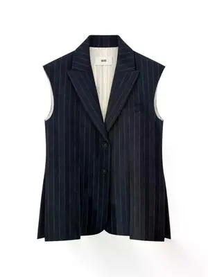 SOLOTRE Pinstripe-pattern Sleeveless Waistcoat