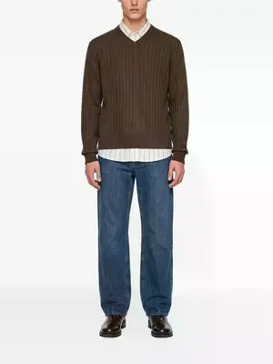 ANOTHER ASPECT Ribbed-knit V-neck Sweater