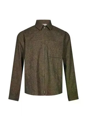 ANOTHER ASPECT Check-pattern Zip-up Overshirt - Brown