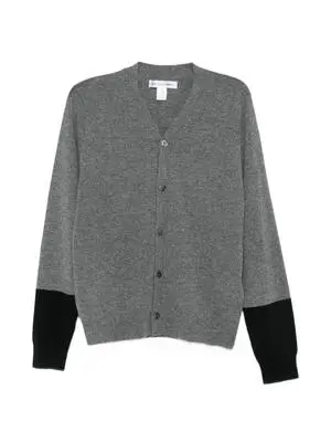 Comme Des Garçons Colour-block Wool Cardigan - Grey