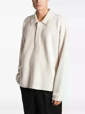 ROBERTO COLLINA Ribbed-knit Polo Shirt