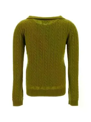 SHUSHU/TONG Cable-knit V-neck Sweater - Green