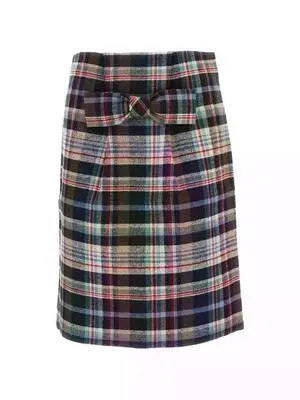 SHUSHU/TONG Bow-detail Checked Midi Skirt