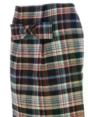SHUSHU/TONG Bow-detail Checked Midi Skirt