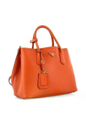 Prada Cuir Double Saffiano Leather Medium Tote Bag - Orange