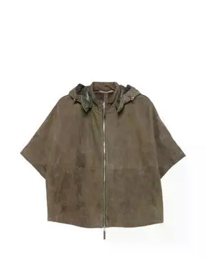 THE JACKIE LEATHERS Alaska Hooded Suede Jacket - Green