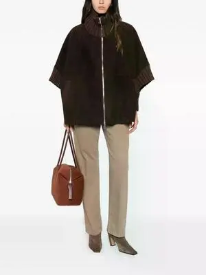 THE JACKIE LEATHERS Adele Ribbed-knit Suede Jacket - Brown