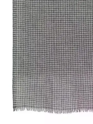 Canali Houndstooth-pattern Fringed Scarf