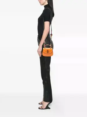 Gucci 2016-2026 Mini Calfskin Web 1947 Bamboo Top Handle Bag Satchel - Orange