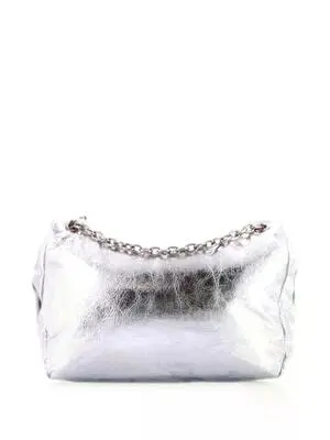 Balenciaga Monaco Chain Flap Leather Mini Shoulder Bag - Silver