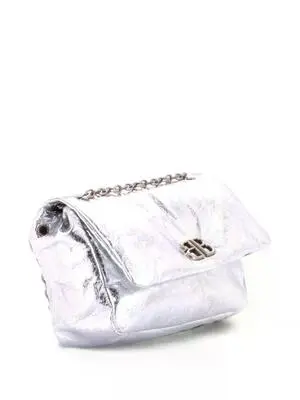 Balenciaga Monaco Chain Flap Leather Mini Shoulder Bag - Silver