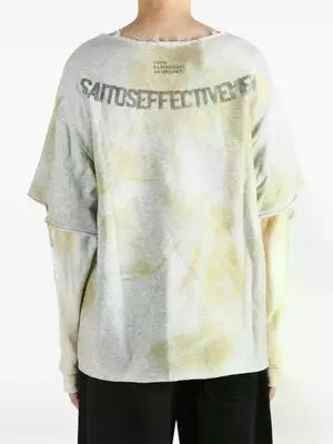 SAITOS Graphic-print Distressed-finish Sweatshirt