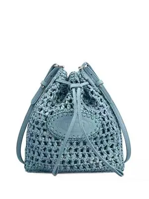 TOD'S Raffia & Leather Bucket Bag Mini