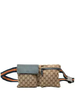 Gucci 2000-2015 Gg Canvas Web Double Pocket Belt Bag - Neutrals