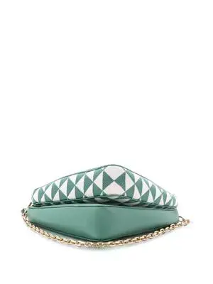 Prada Double Symbole Triangle Bag Leather And Jacquard Mini Shoulder Bag