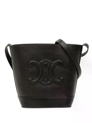 Celine 2018-2026 Small Calfskin Cuir Triomphe Bucket Bag - Black