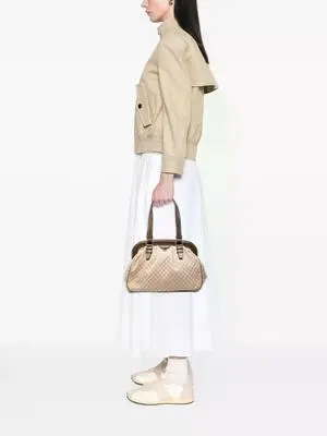 Celine 2008 Macadam Canvas Tassel Frame Satchel