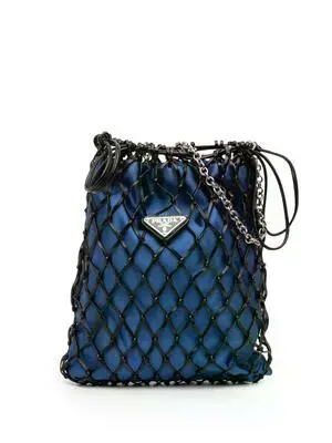Prada 2013-2026 Satin And Leather Net Chain Crossbody Bag
