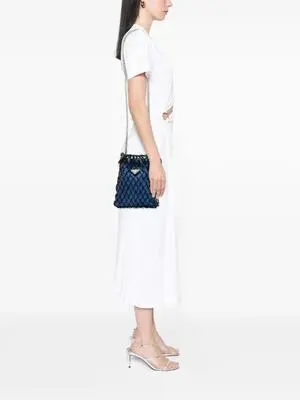 Prada 2013-2026 Satin And Leather Net Chain Crossbody Bag