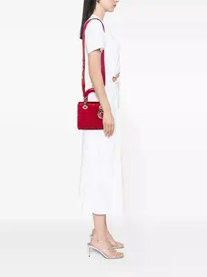 Dior 2018 Small Lambskin Cannage Myabcdior Lady Satchel - Red
