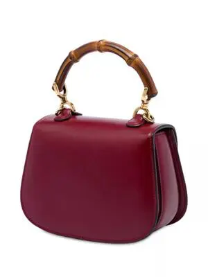 Gucci 2016-2026 Mini Calfskin Web 1947 Bamboo Top Handle Bag Satchel - Red