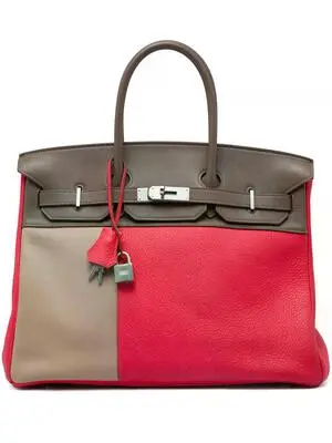 Hermès 2013 Tricolor Clemence And Swift Birkin Cascade Retourne 35 Handbag - Pink