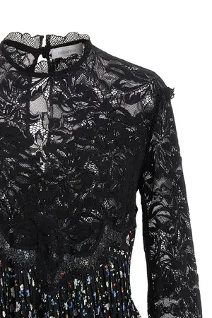 Rabanne Floral Pleated Lace Dress