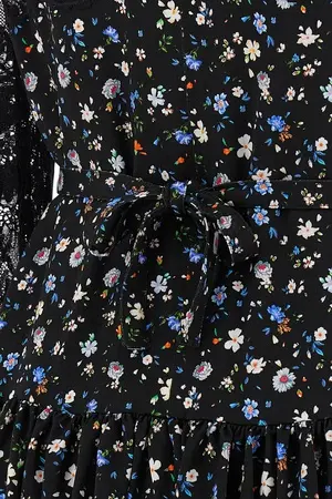 Rabanne Floral Pleated Lace Dress