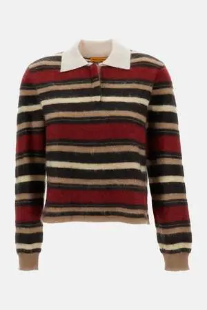 Guest In Residence Grizzly Cropped Cashmere Rugby Polo - Multicolor