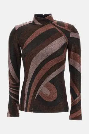 Emilio Pucci Emilio Pucci Women High-Neck Lurex Jersey Top Multicolor