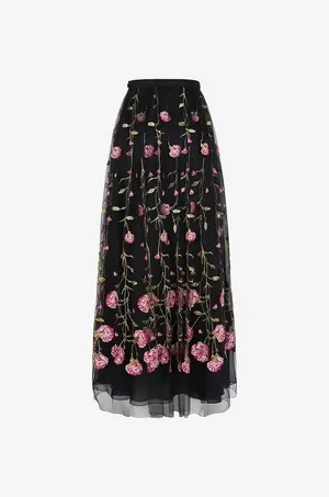 Giambattista Valli Carnation-embroidered Long Skirt
