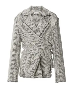 Alberta Ferretti Herringbone Wrap Jacket
