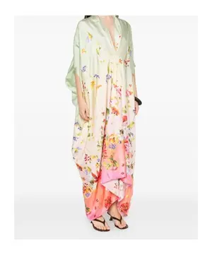 Roberto Cavalli Floral V-neck Maxi Kaftan