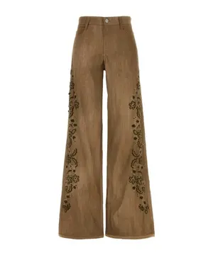 Ermanno Scervino Floral-embroidered Wide-leg Trousers - No
