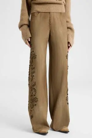 Ermanno Scervino Floral-embroidered Wide-leg Trousers - No