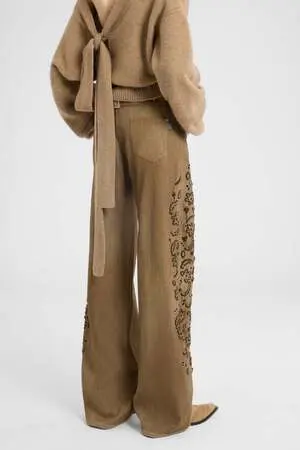Ermanno Scervino Floral-embroidered Wide-leg Trousers - No