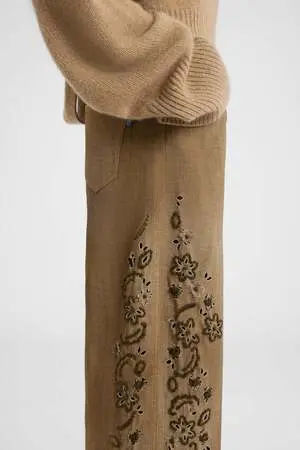 Ermanno Scervino Floral-embroidered Wide-leg Trousers - No