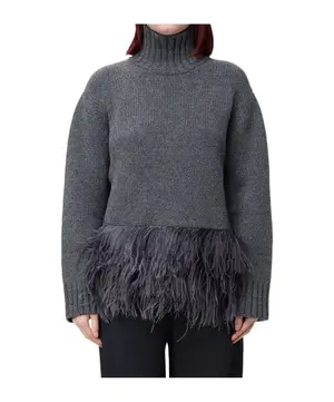 Fabiana Filippi Feather-trim Turtleneck Sweater - Grey