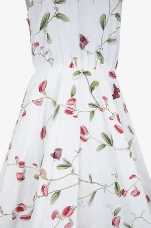 Giambattista Valli Carnations Sleeveless Poplin Midi Dress