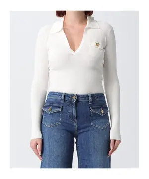 Elisabetta Franchi Knit Bodysuit With Openwork Embroideries