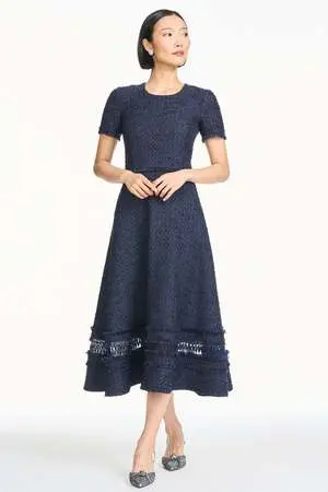 Sachin & Babi Dominica Blue Tweed A-line Dress - Midnight