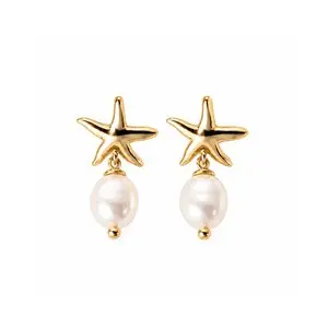 LALINDE Gold Starfish Earrings - White
