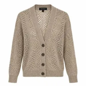 SMART AND JOY Openwork Wool And Mohair Cardigan With A V-neck And Long Sleeves